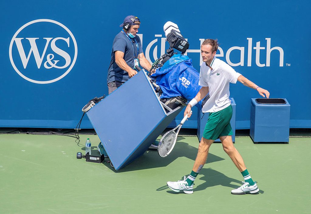 Medvedev collides with camera in shock loss: ‘I almost broke my hand ...