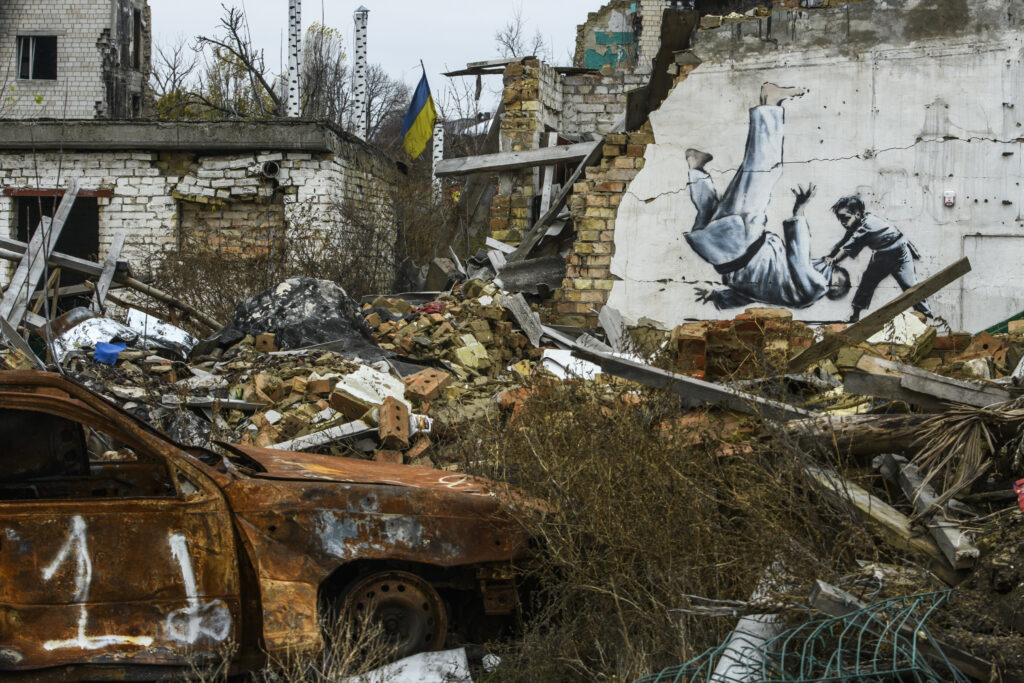 Banksy showcases new mural in war-scarred Ukrainian town ...