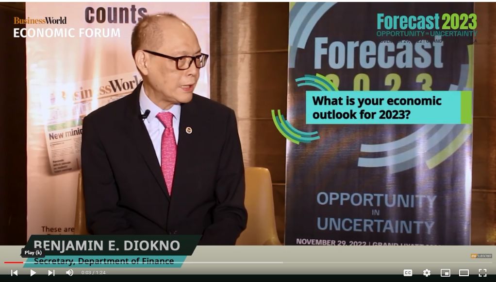 Sec. Benjamin E. Diokno shares his economic outlook for 2023 ...