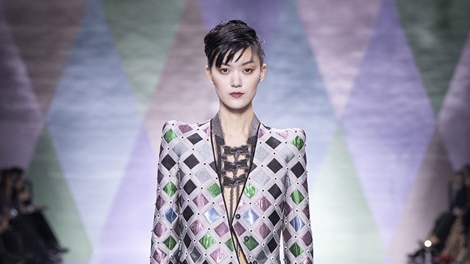 Paris Fashion Week: Armani spins harlequin patterns into ballgowns for ...