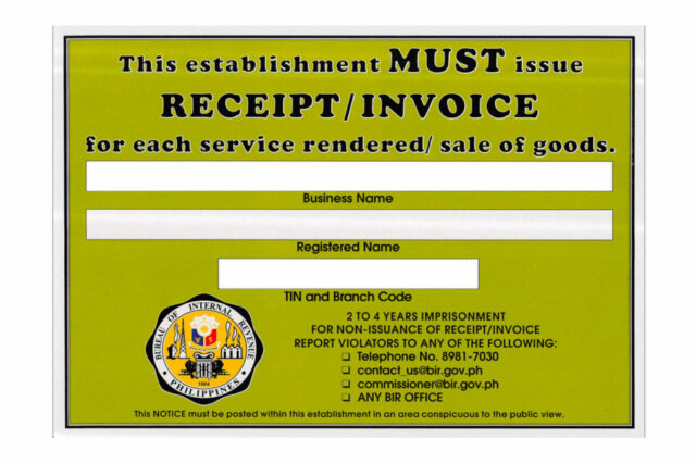 Businesses now required to start using new BIR notice for receipts ...