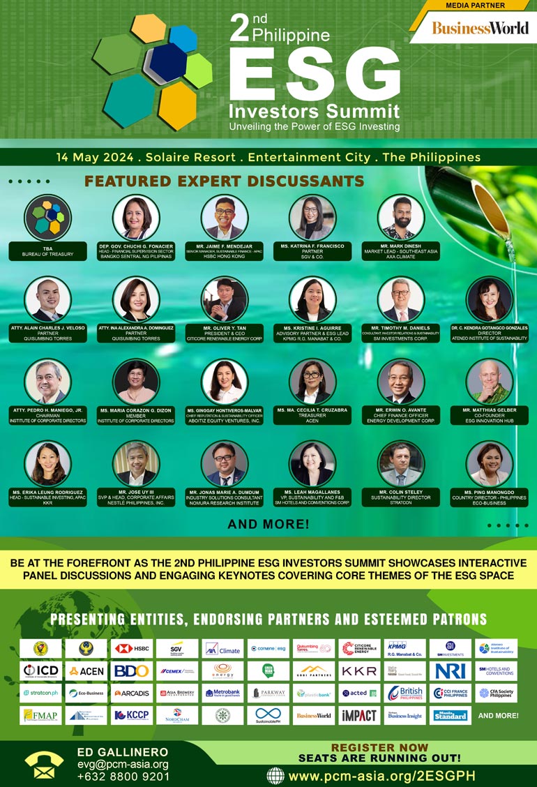 Investors summit to unveil the 'power of ESG investing' - BusinessWorld ...
