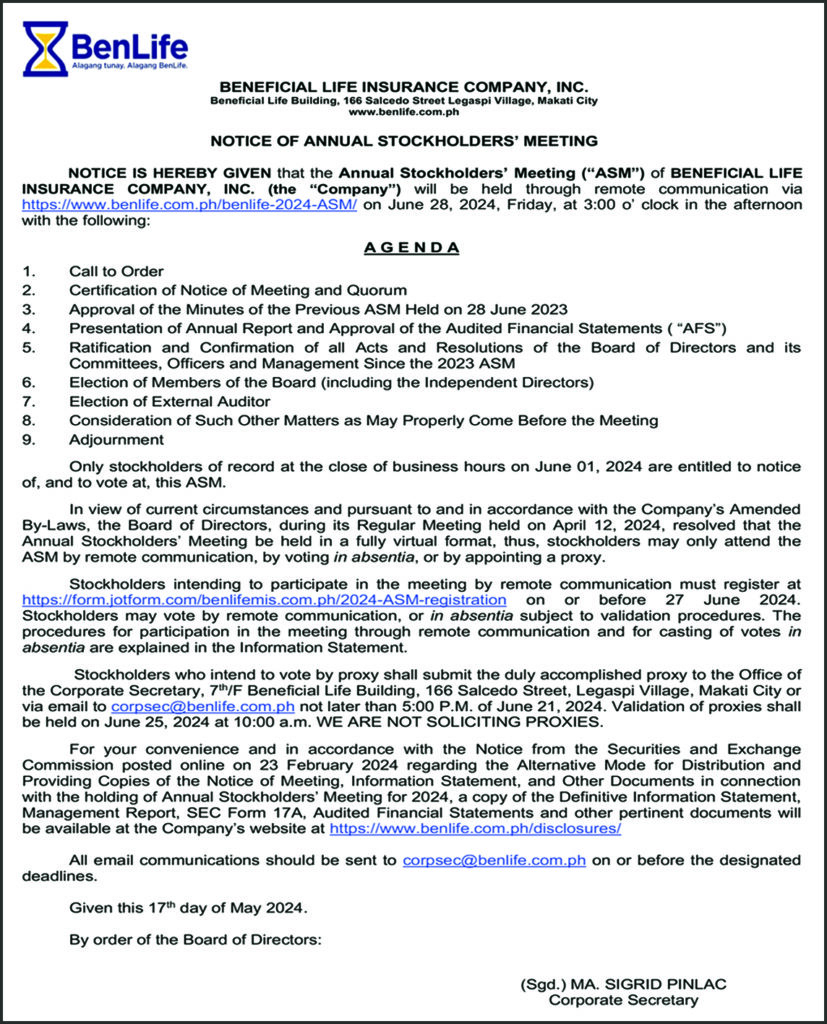 Beneficial Life Insurance Company, Inc. to hold 2024 Annual ...