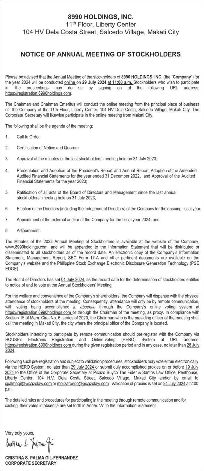 8990 Holdings, Inc. to conduct annual meeting of stockholders online on ...